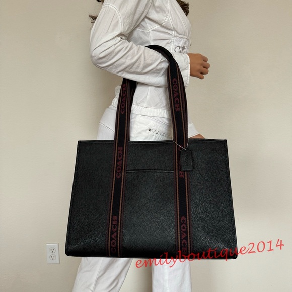 Coach | Bags | Nwt Coach Cm76 Large Smith Tote Pebble Leather Black ...